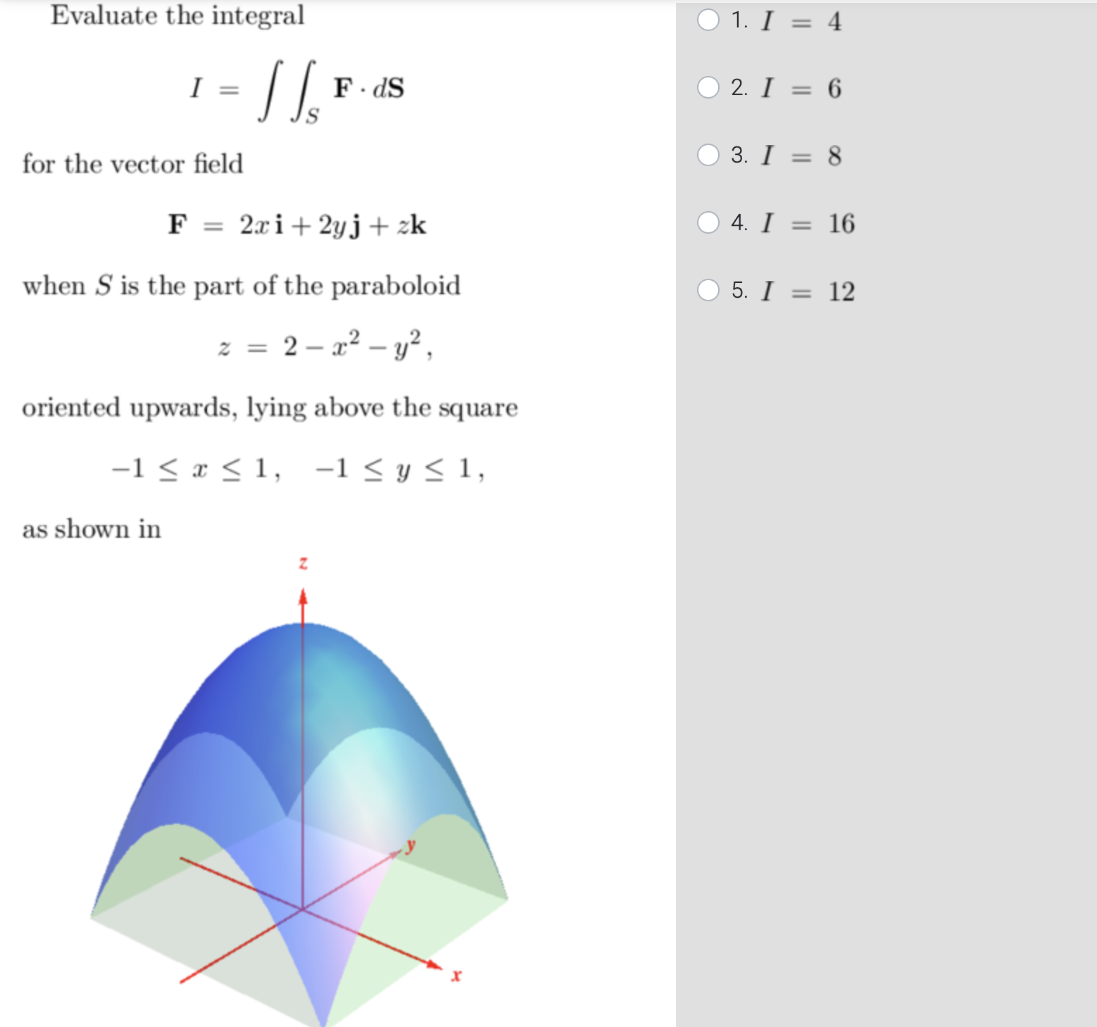Solved Evaluate the integral I=∬SF⋅dS for the vector field | Chegg.com