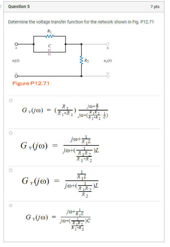 Solved Question 5Determine the voltage transfer function for | Chegg.com