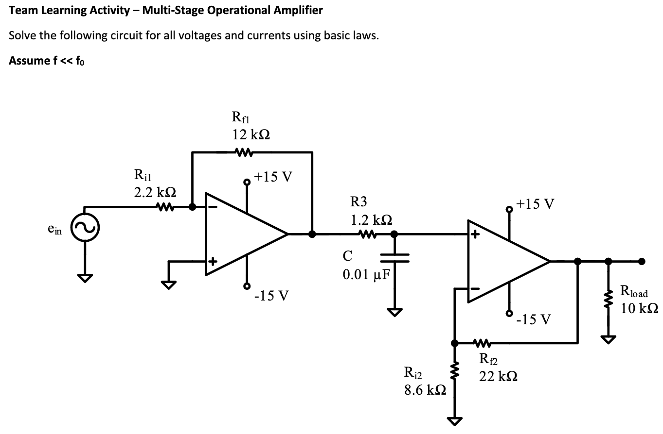 Solved Team Learning Activity – Multi-Stage Operational | Chegg.com