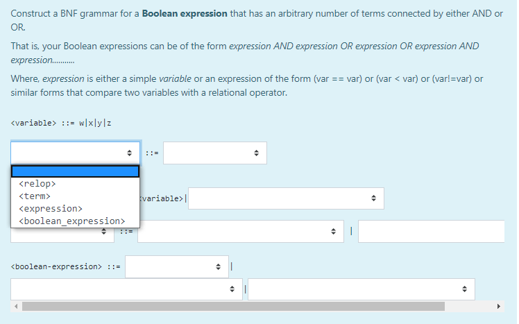 Solved Construct A Bnf Grammar For A Boolean Expression That