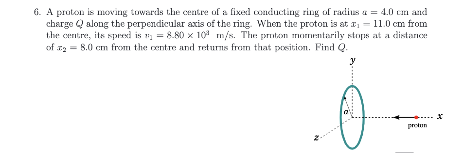 Solved 6. A proton is moving towards the centre of a fixed | Chegg.com