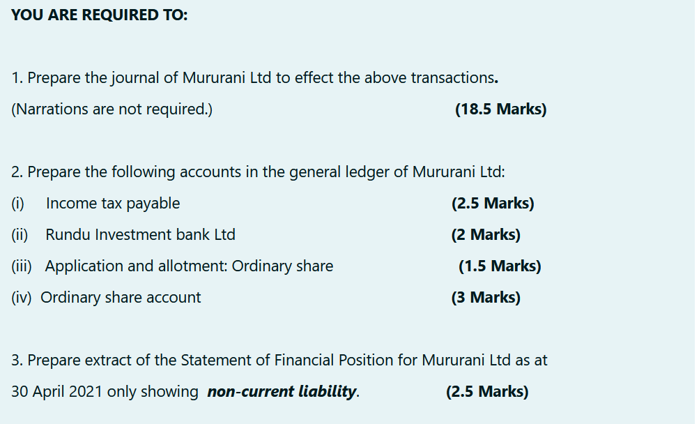 Mururani Ltd is company listed in NSX (Namibia Stock | Chegg.com