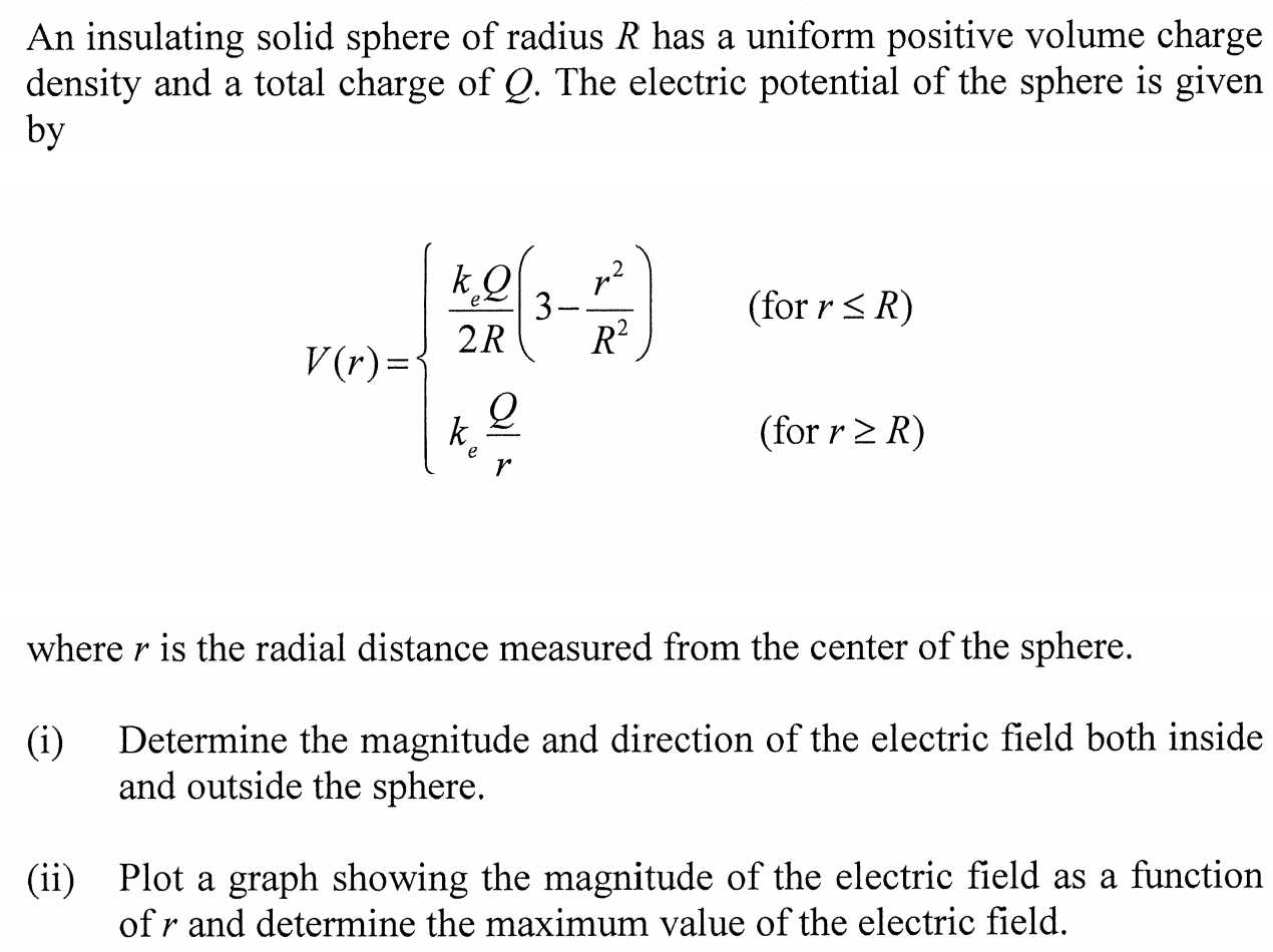 Solved An insulating solid sphere of radius R has a uniform | Chegg.com
