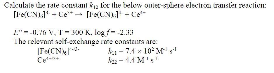 Solved Calculate the rate constant k12 for the below | Chegg.com