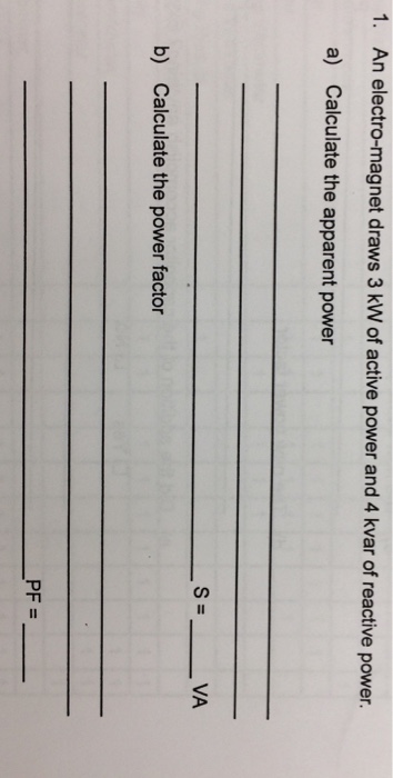 Solved var of reactive power. a) Calculate the apparent | Chegg.com