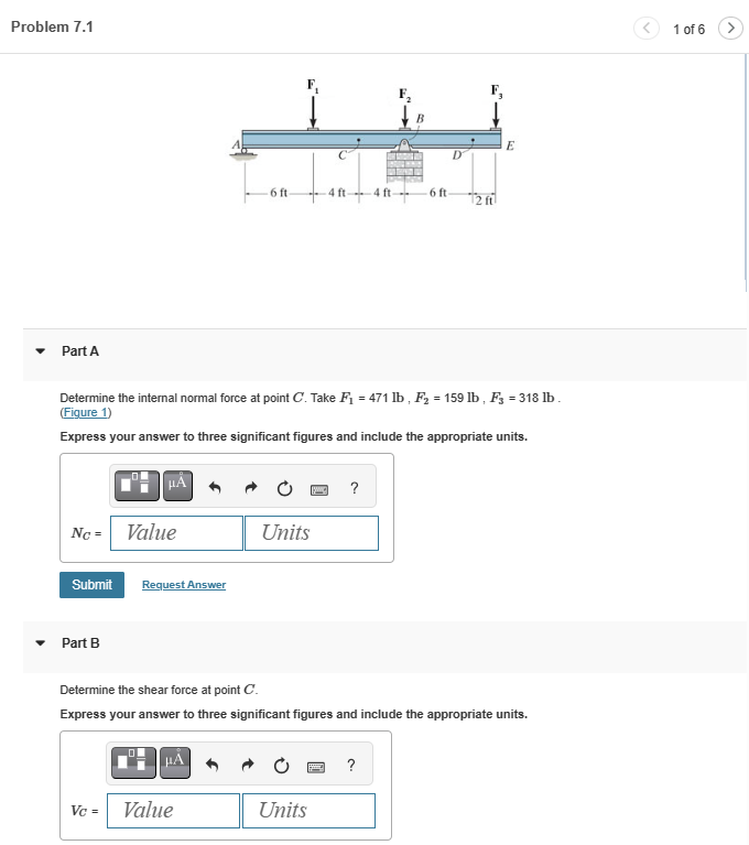 Solved Determine The Internal Normal Force At Point C Take
