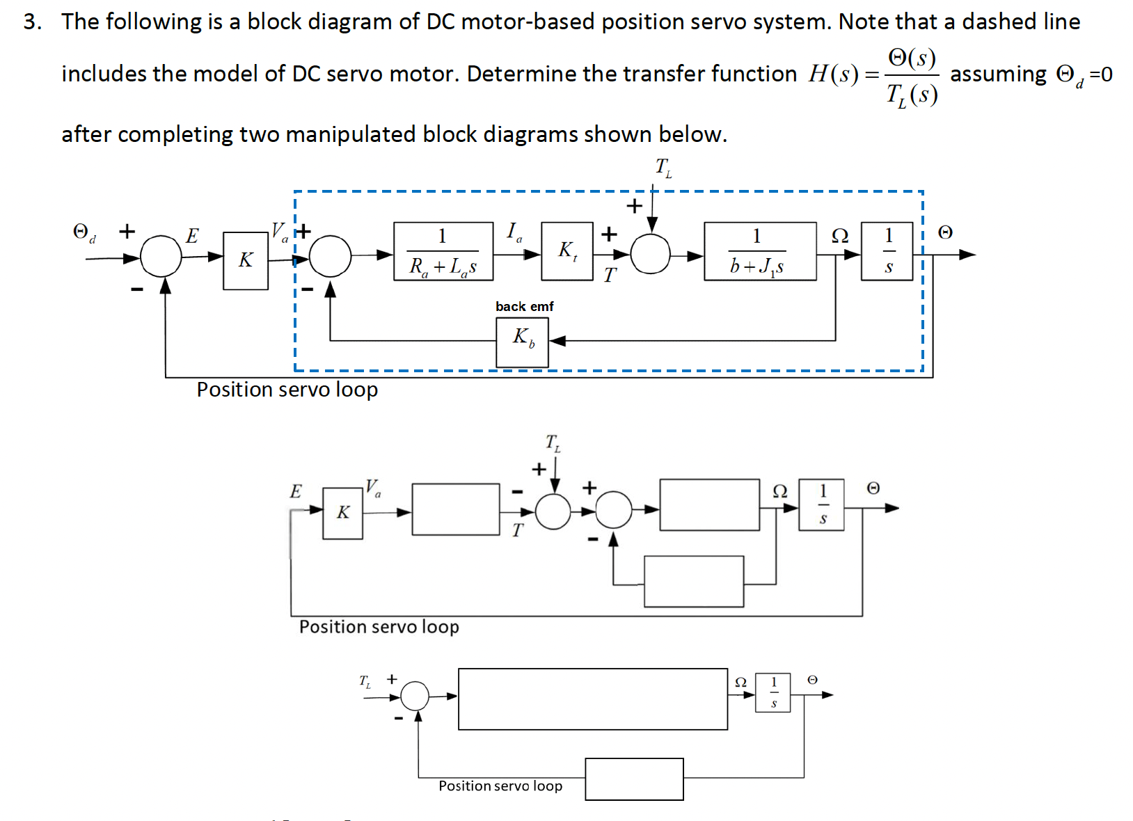 Solved The following is a block diagram of DC motor-based | Chegg.com