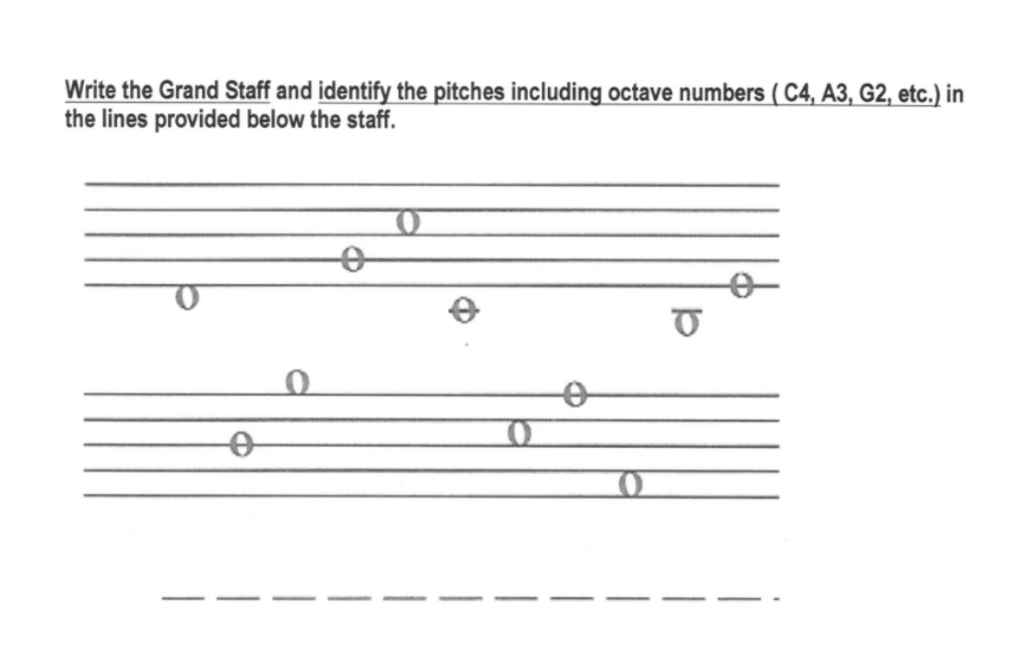 Write the Grand Staff and identify the pitches | Chegg.com