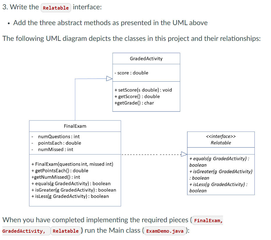 Solved public class ExamDemo ** * @param args the command | Chegg.com