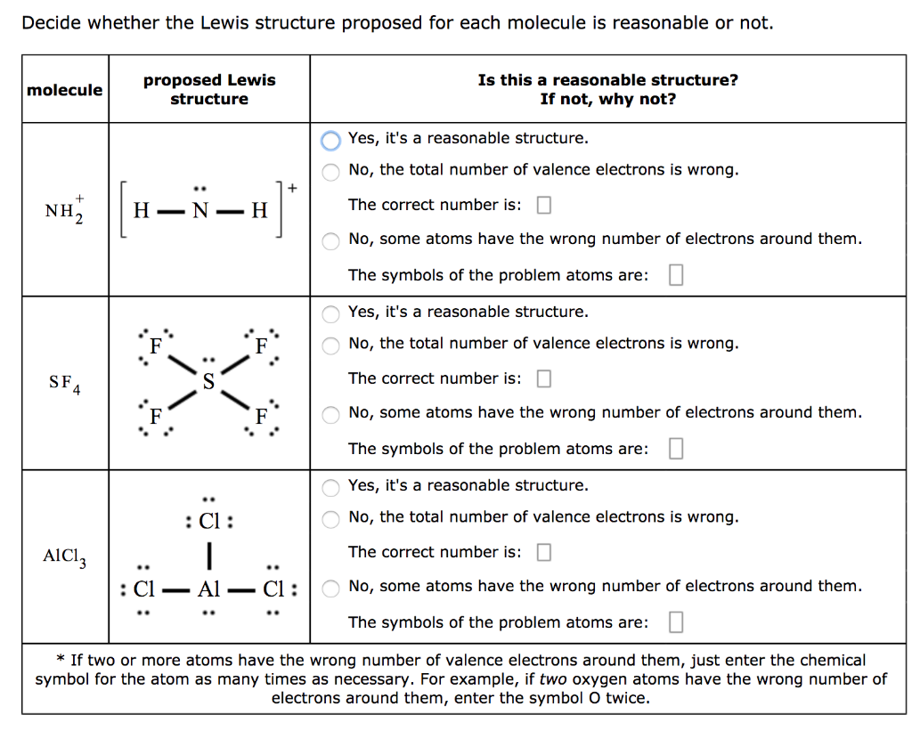 Solved Decide Whether The Lewis Structure Proposed For Each