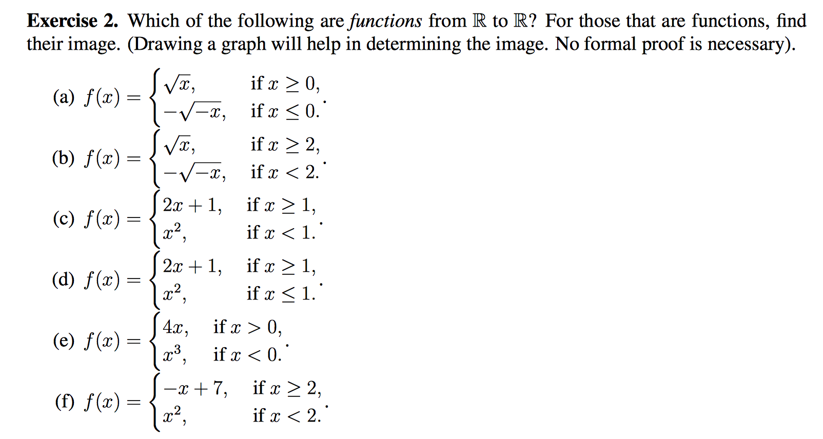 Solved Exercise 2. Which of the following are functions from | Chegg.com