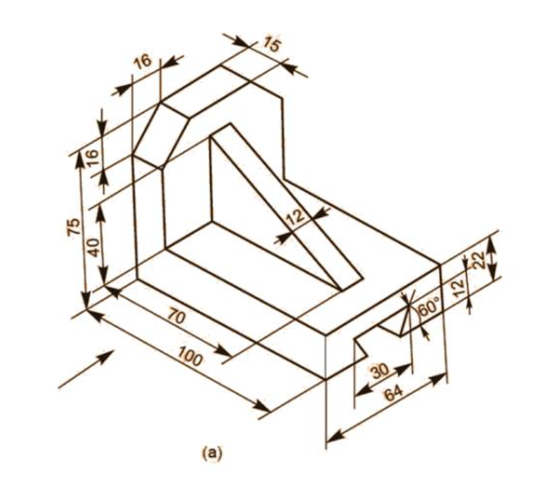 Solved Draw and Complete three orthographic views of the | Chegg.com