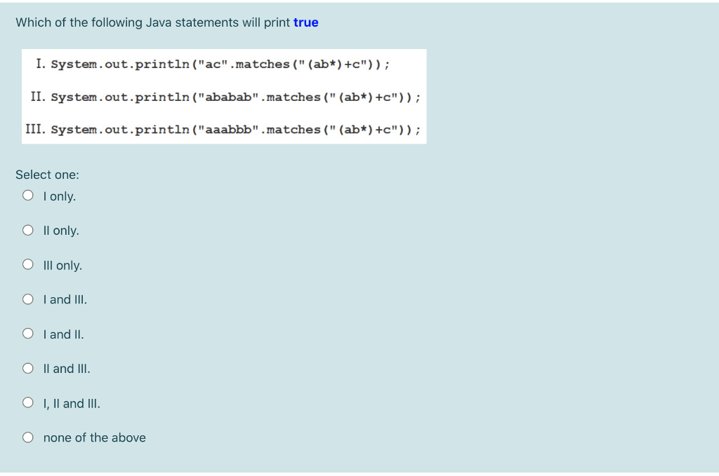 Solved Which of the following Java statements will print | Chegg.com