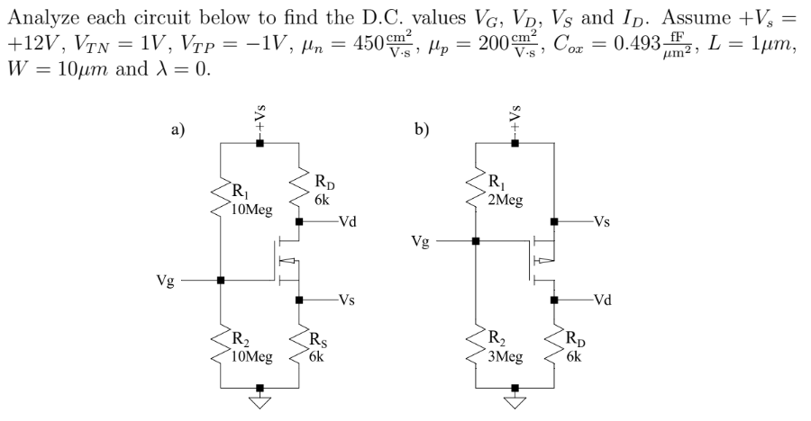 Solved Analyze each circuit below to find the D.C. values | Chegg.com