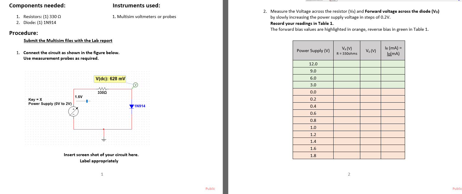 Solved Components needed:Resistors: (1) 330ΩInstruments | Chegg.com