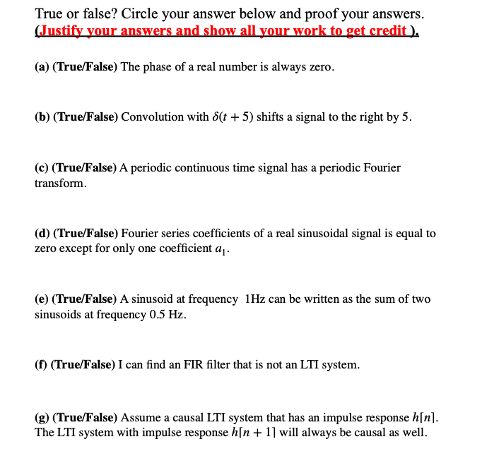 Solved True or false? Circle your answer below and proof | Chegg.com