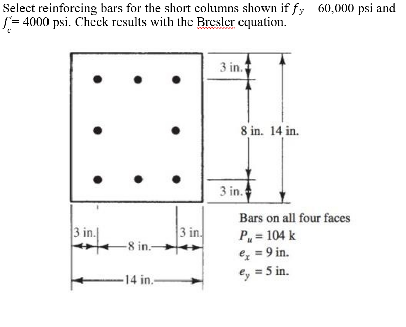 Solved Select reinforcing bars for the short columns shown | Chegg.com