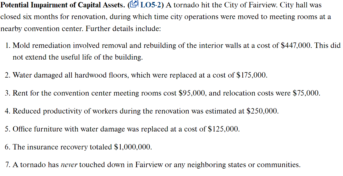 Potential Impairment of Capital Assets. (CL05-2) A | Chegg.com