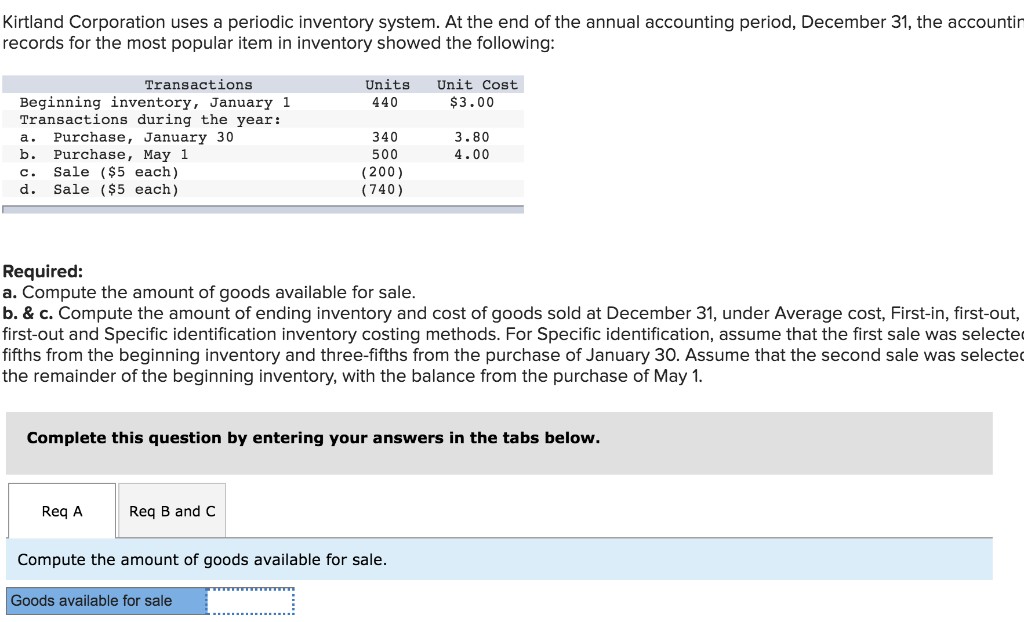 Solved Kirtland Corporation uses a periodic inventory | Chegg.com