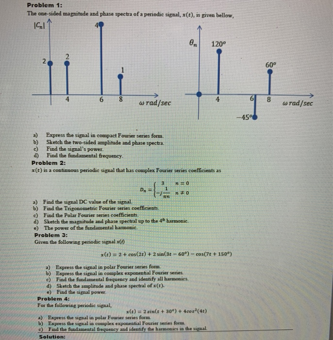 Solved Problem 1: The one-sided magnitude and phase spectra | Chegg.com