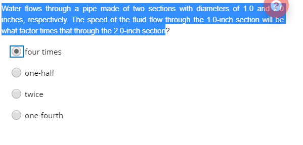 Solved Water flows through a pipe made of two sections with | Chegg.com