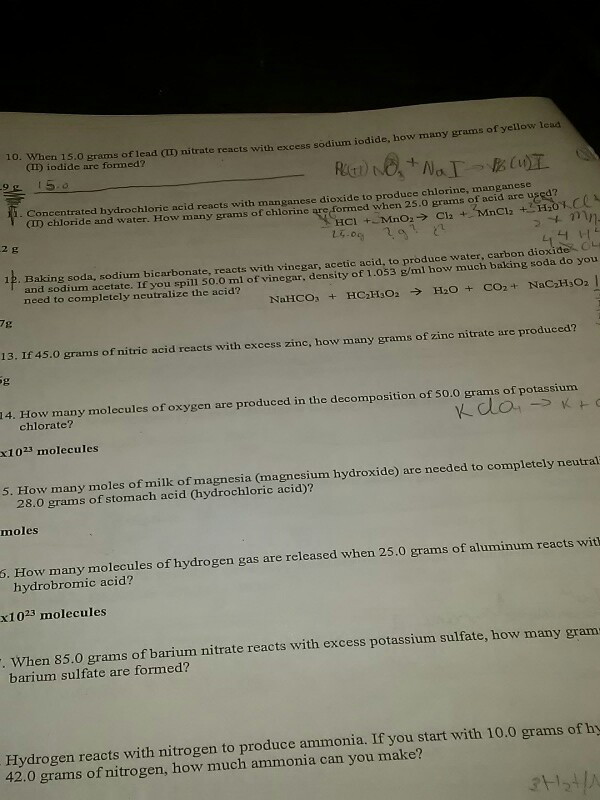 Solved 10. When 15.0 grams of lead () nitrate grams of lead | Chegg.com