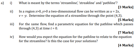 Solved i) What is meant by the terms 'streamline', | Chegg.com