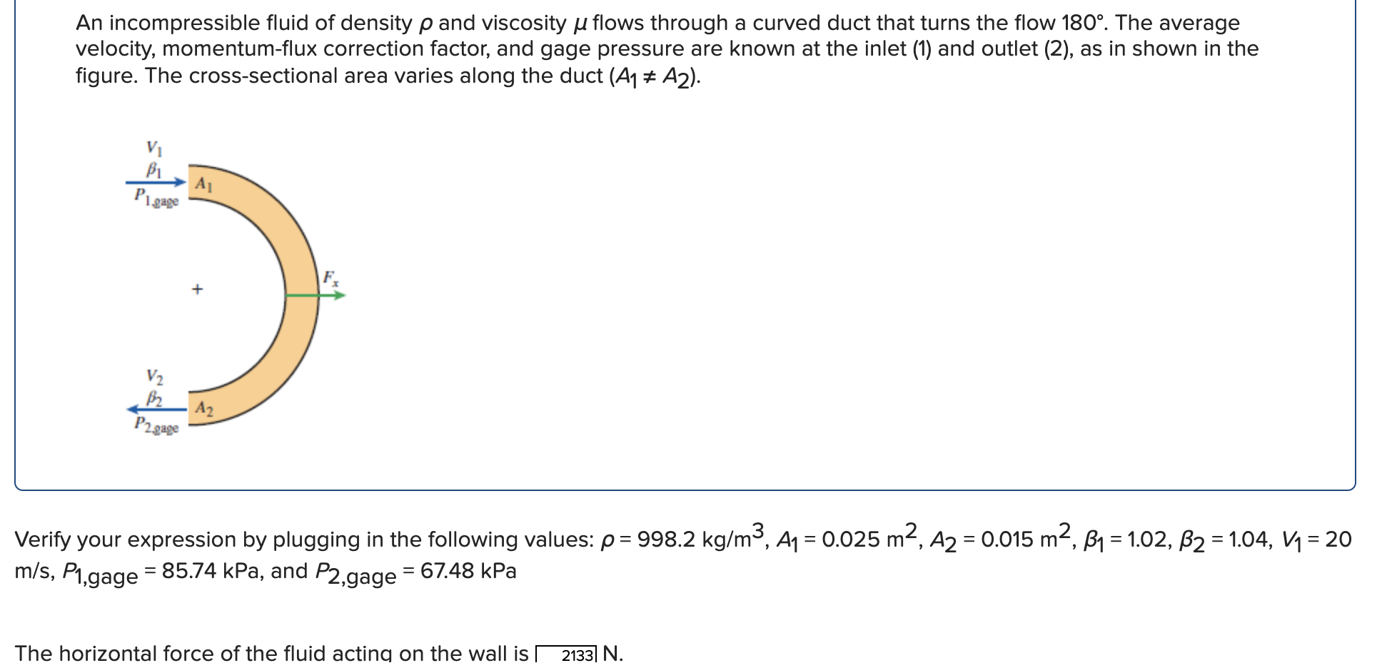 An incompressible fluid of density p and viscosity u | Chegg.com