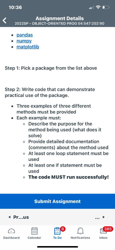 Solved 10:36 an Assignment Details 2022SP - OBJECT-ORIENTED | Chegg.com