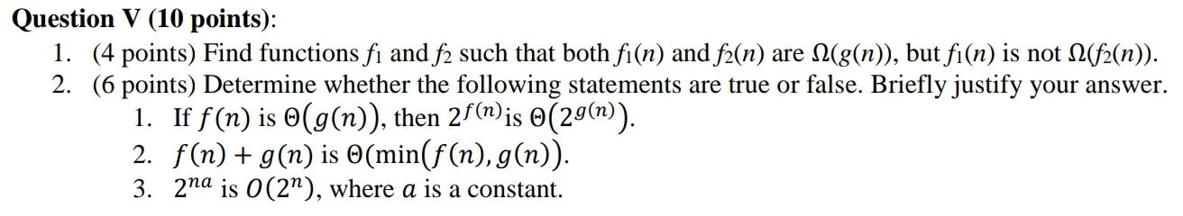 Solved Question V (10 points): 1. (4 points) Find functions | Chegg.com