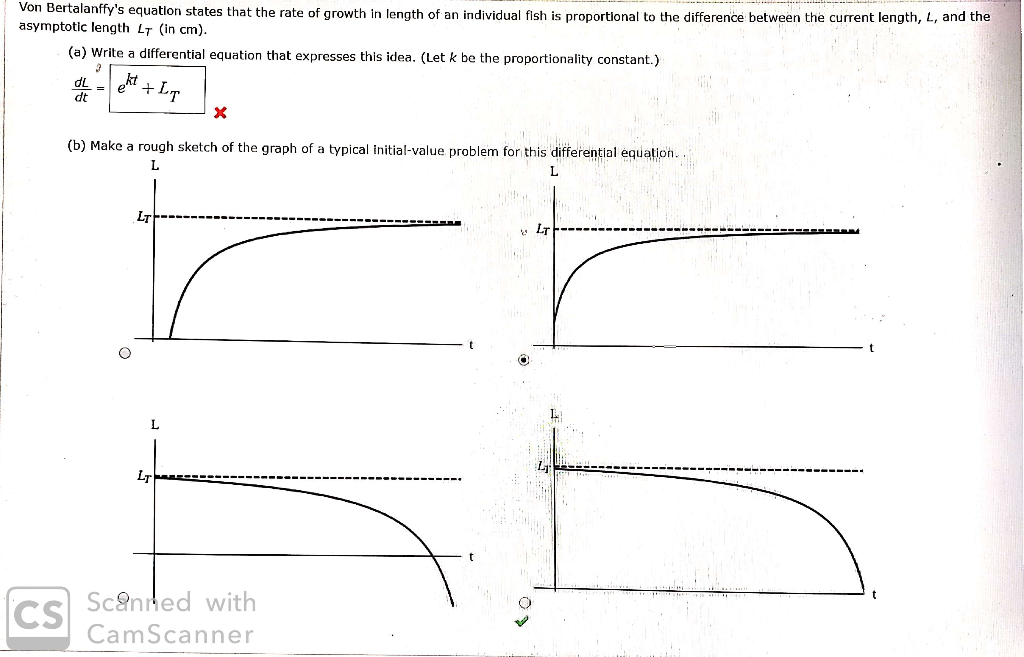 Solved Von Bertalanffy's equation states that the rate of | Chegg.com