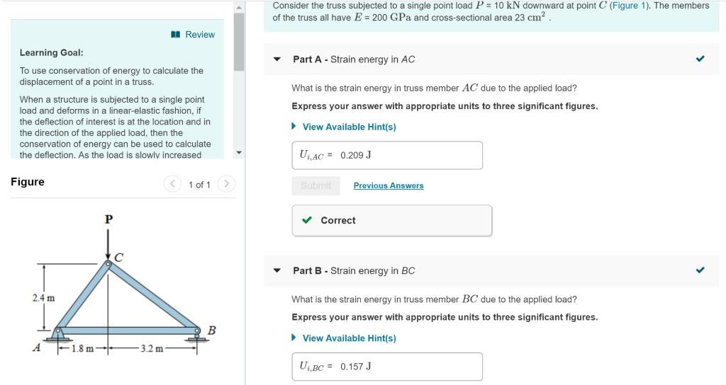 Solved Consider the truss subjected to a single point load P | Chegg.com