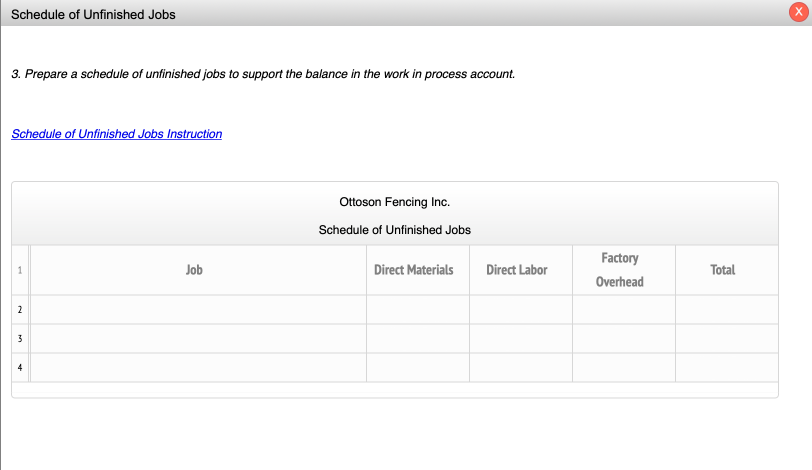 Solved Ottoson Fencing Inc. uses job order costing. The | Chegg.com