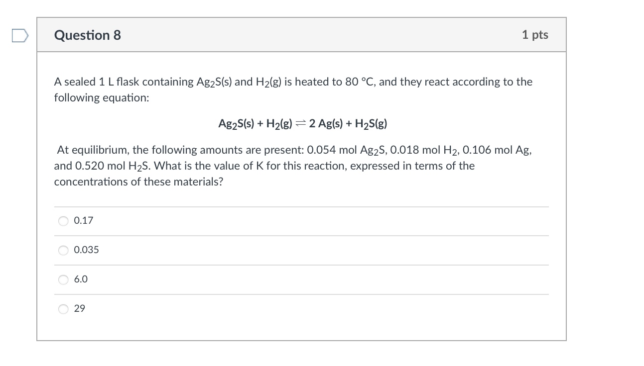 Solved Question 8A sealed 1L ﻿flask containing Ag2S(s) ﻿and | Chegg.com