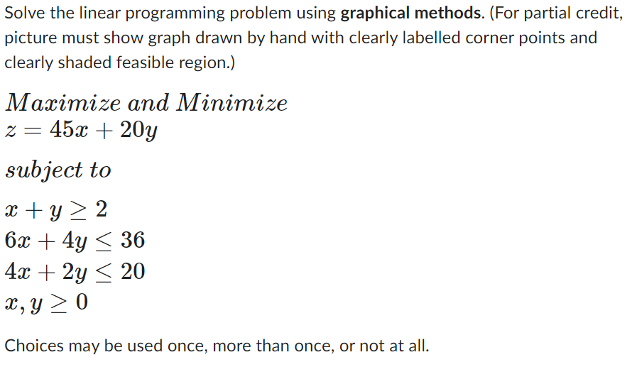 Solved Solve the linear programming problem using graphical | Chegg.com