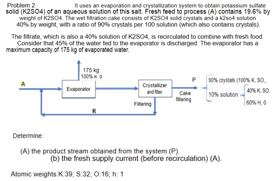 Problem 2 It uses an evaporation and crystallization | Chegg.com