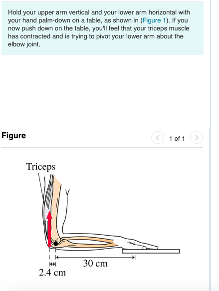 Solved If a person with the arm dimensions shown pushes down | Chegg.com
