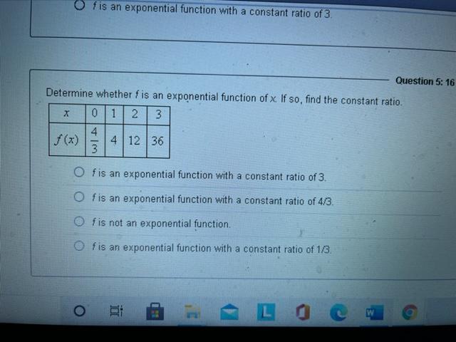 Solved Determine whether f is an exponential function of x. | Chegg.com