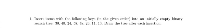 Solved Insert Items With The Following Keys In The Given 1941