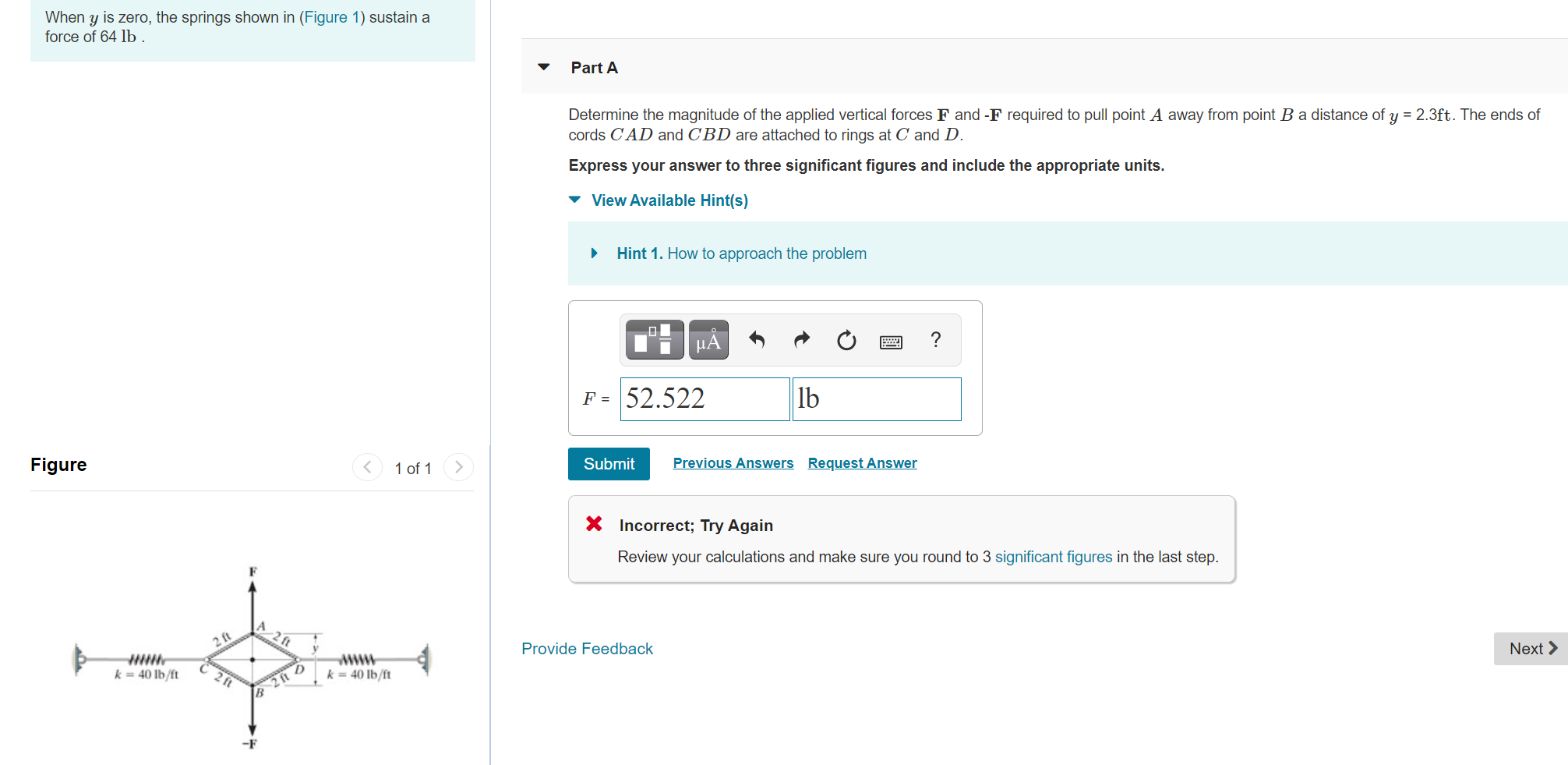 Solved When y is zero, the springs shown in (Figure 1) | Chegg.com