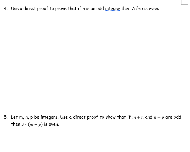 Solved 4. Use a direct proof to prove that if n is an odd | Chegg.com