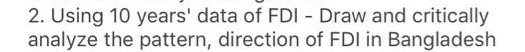 Solved 2. Using 10 years' data of FDI - Draw and critically | Chegg.com
