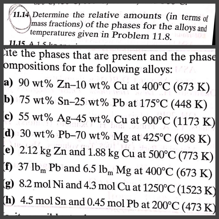 Solved L1.14 Determine the relative amounts (in terms of | Chegg.com