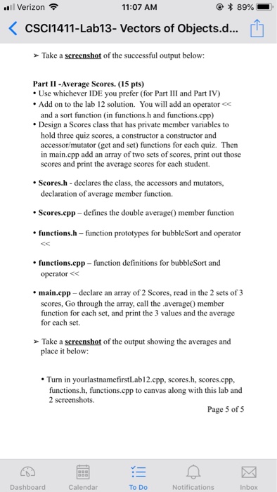 Solved l Verizon 11:07 AM CSCI1411-Lab13- Vectors of | Chegg.com