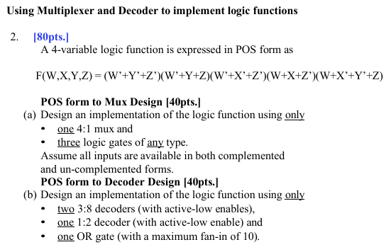 Using Multiplexer and Decoder to ﻿implement logic | Chegg.com