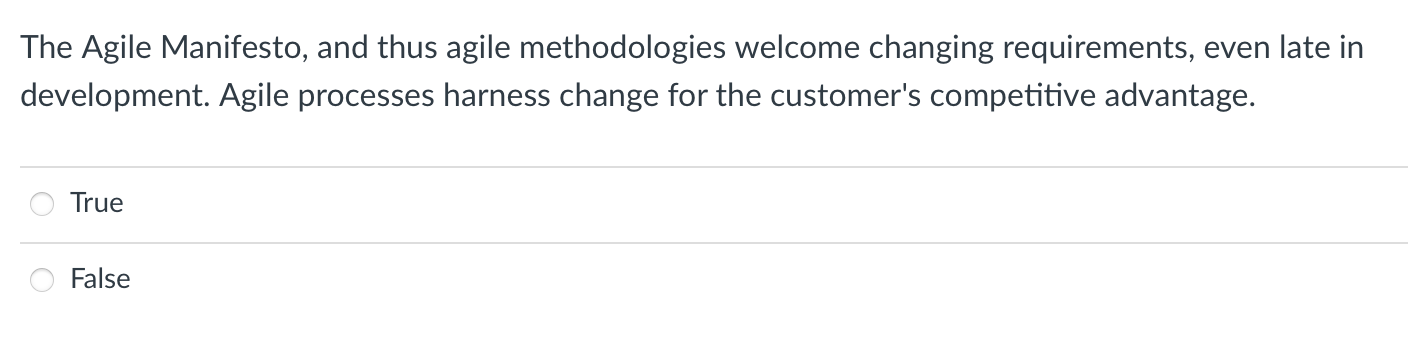 Solved The Agile Manifesto, and thus agile methodologies | Chegg.com