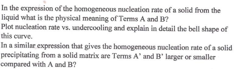 In the expression of the homogeneous nucleation rate | Chegg.com