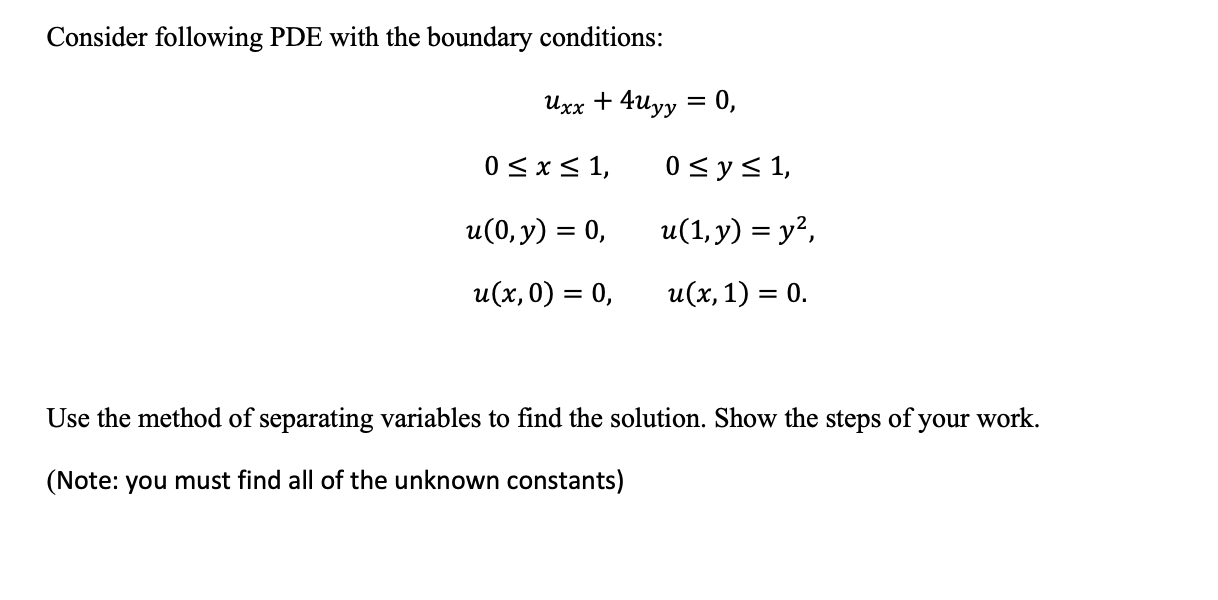 Solved Consider following PDE with the boundary conditions: | Chegg.com