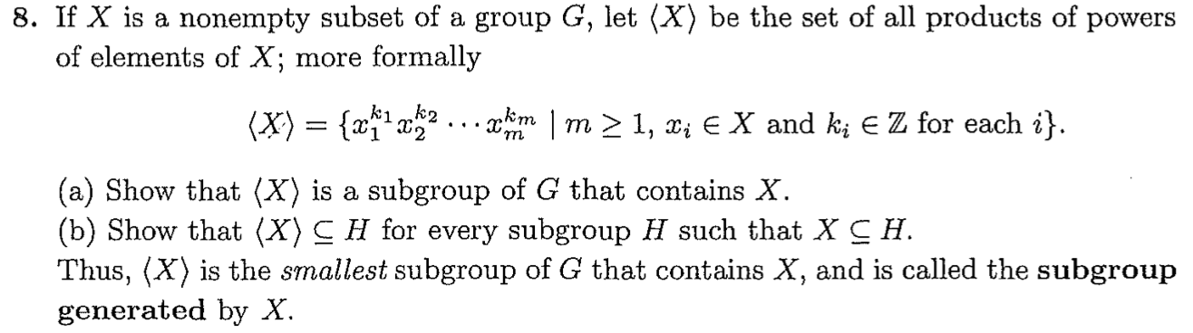 Solved 8. If X is a nonempty subset of a group G, let (X) be | Chegg.com