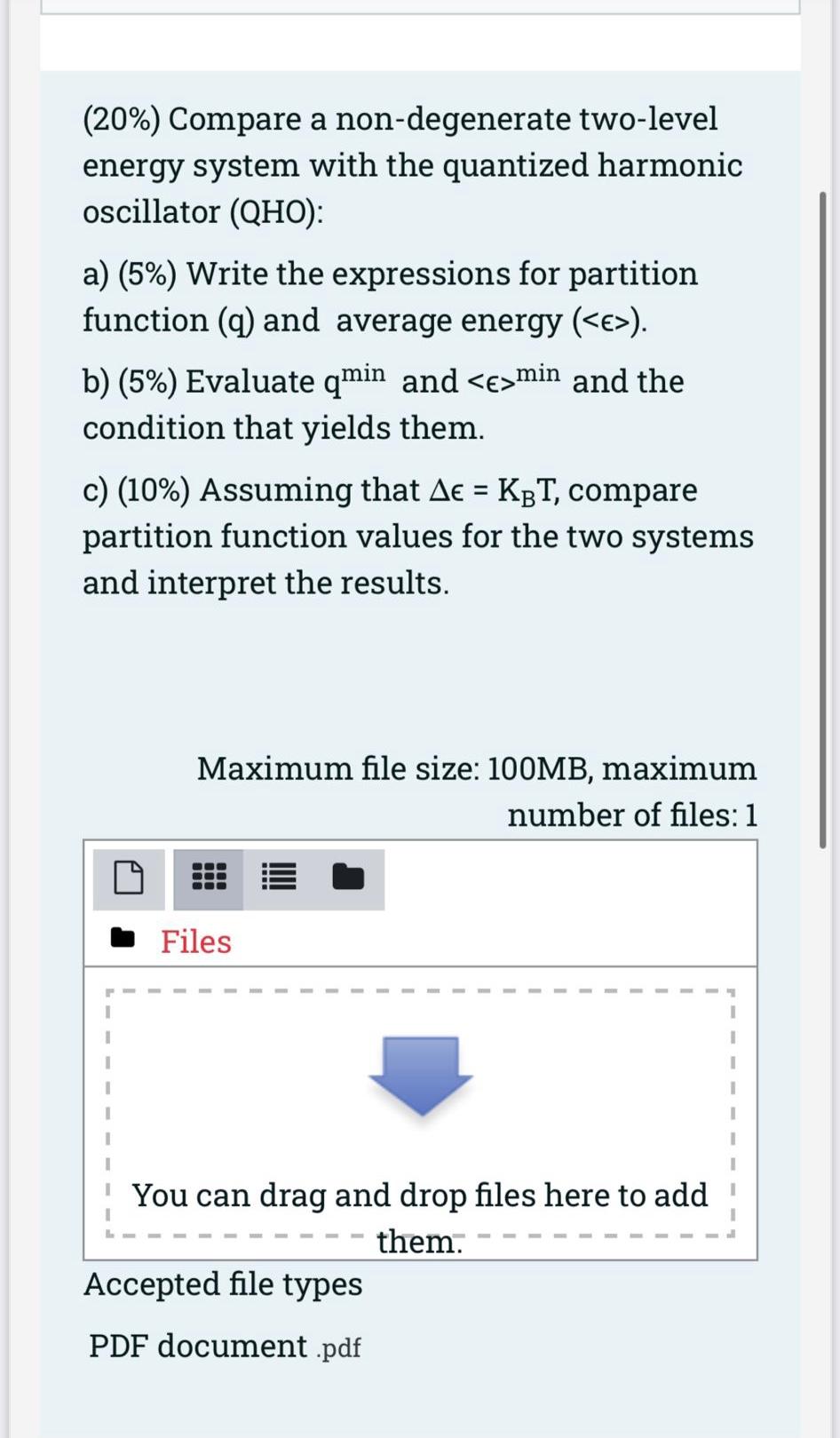 Solved (20%) Compare a non-degenerate two-level energy | Chegg.com